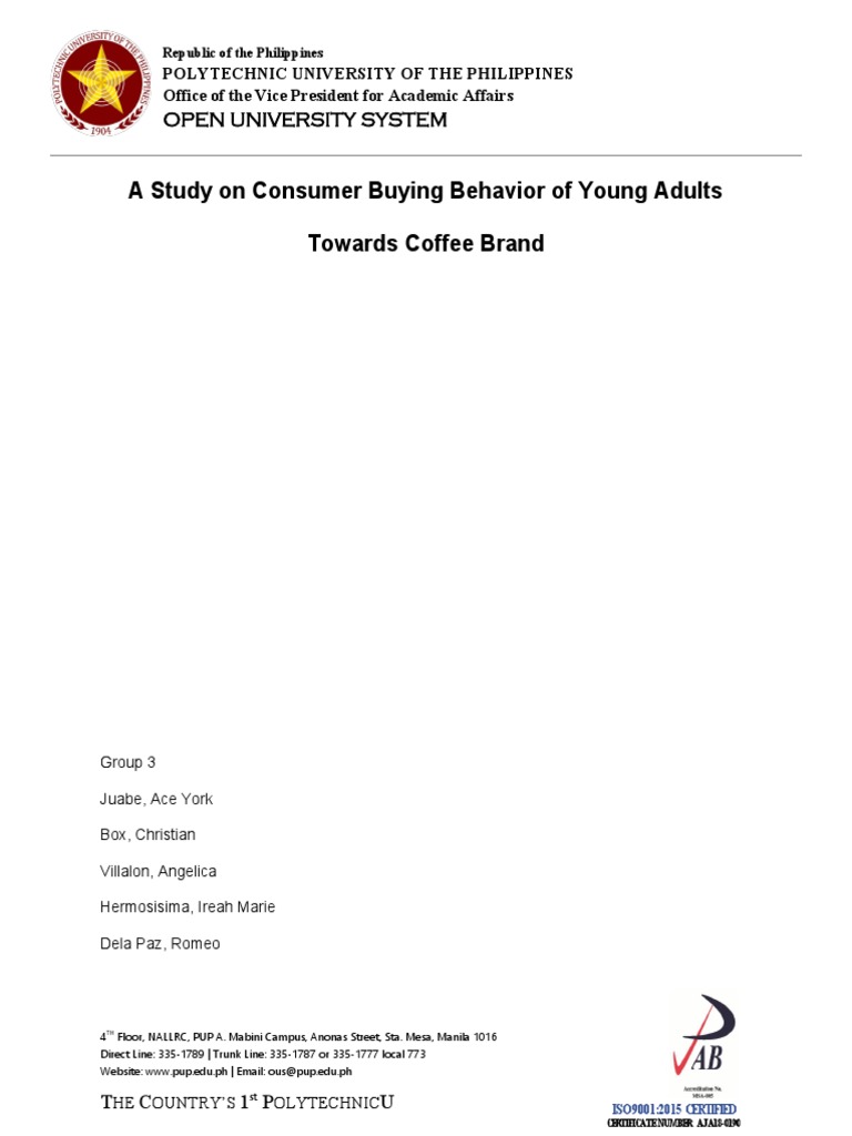 A Study On Consumer Buying Behavior of Young Adults Towards Coffee ...