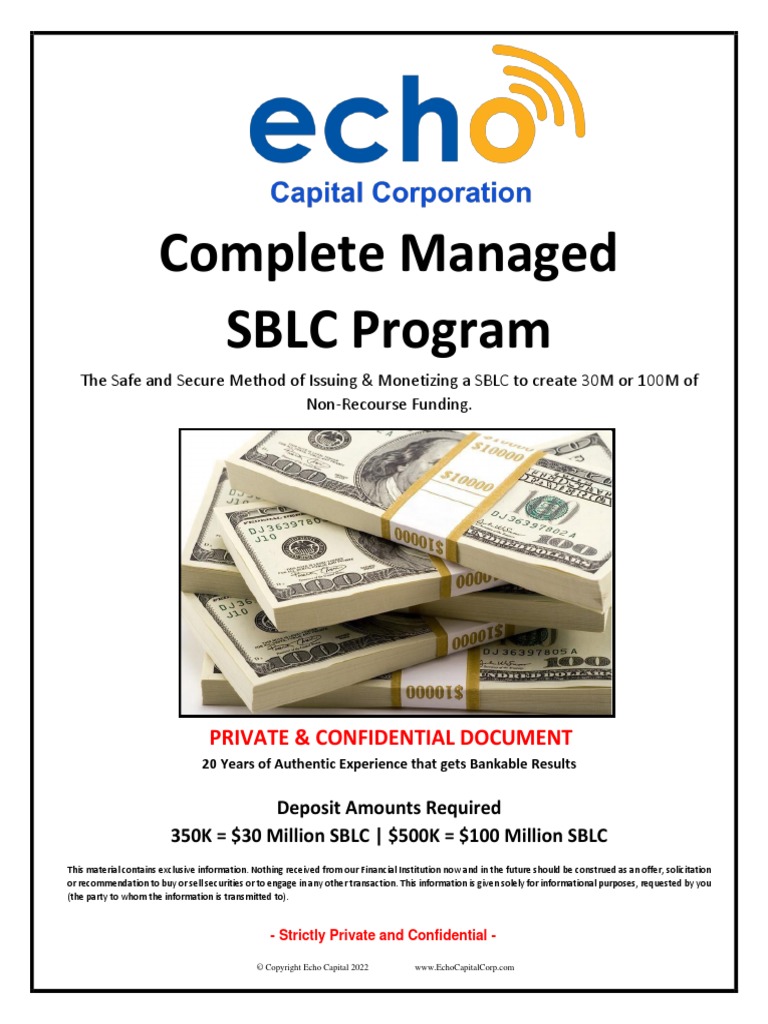 ECC-Complete Managed SBLC Program | PDF | Letter Of Credit | Banks