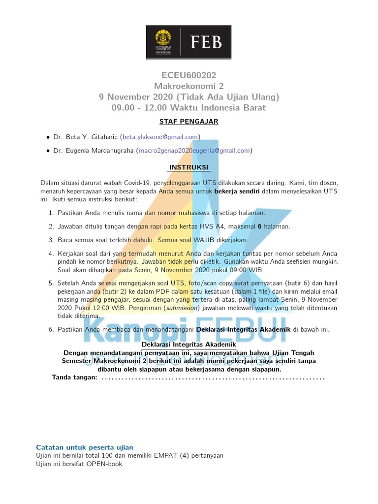 Soal UTS Makro 2 Ganjil 2020 2021 | PDF