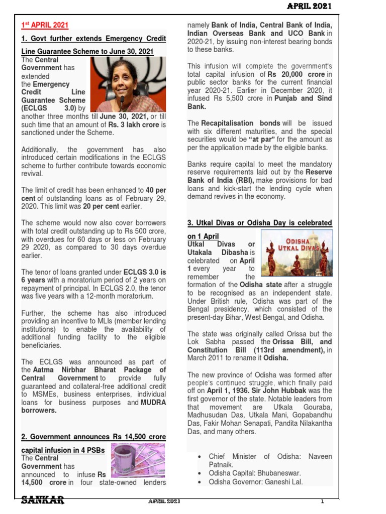 4.april 2021 Daily GK Update Bankers Adda | PDF | Reserve Bank Of India ...