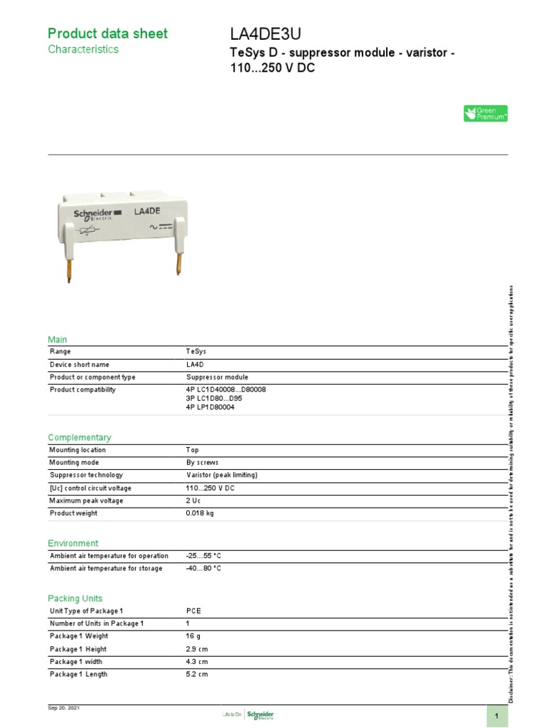 La4De3U: Product Data Sheet | PDF | Electrical Engineering | Electricity
