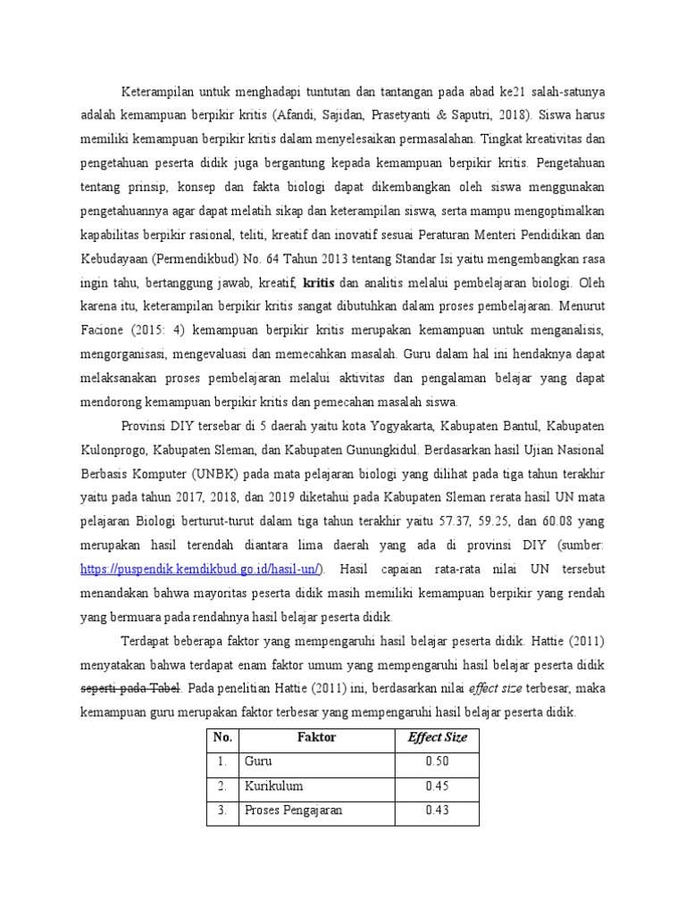 Terdapat Beberapa Faktor Yang Mempengaruhi Hasil Belajar Peserta Didik | PDF
