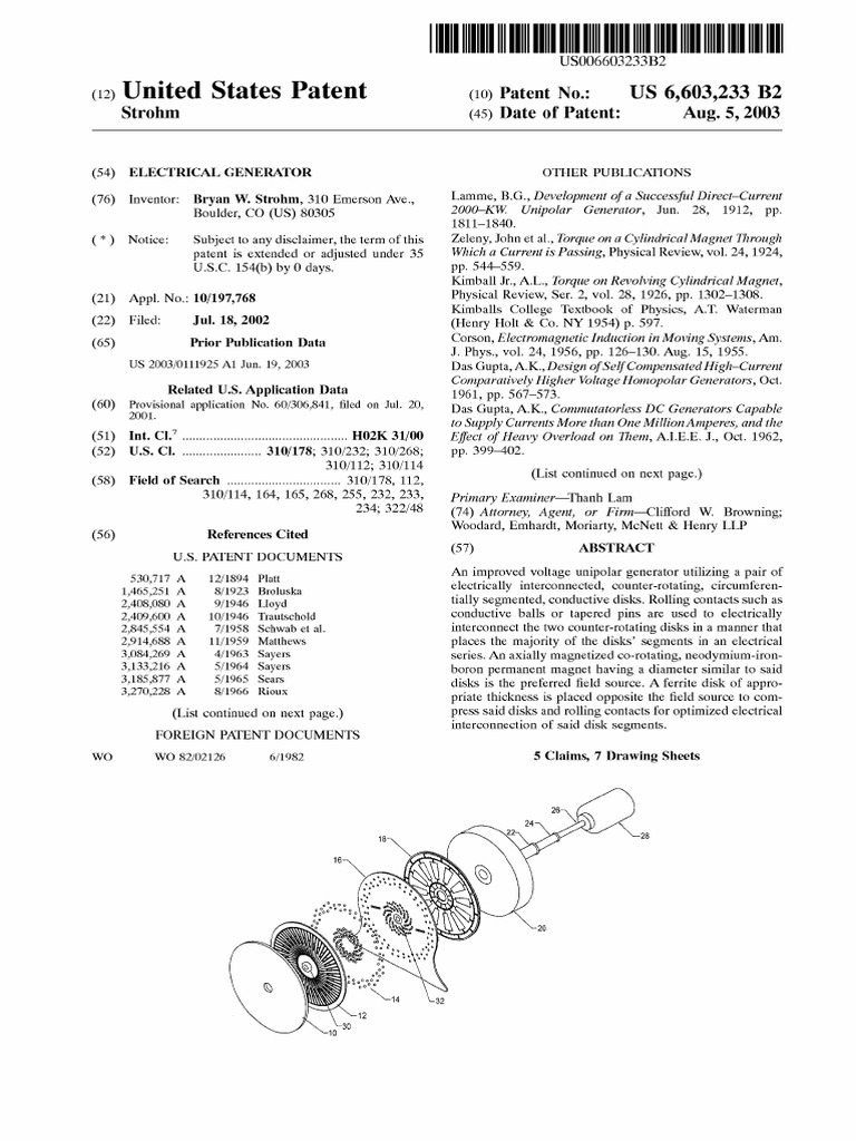 United States Patent (10) Patent No.: US 6,603,233 B2: Strohm (45) Date ...