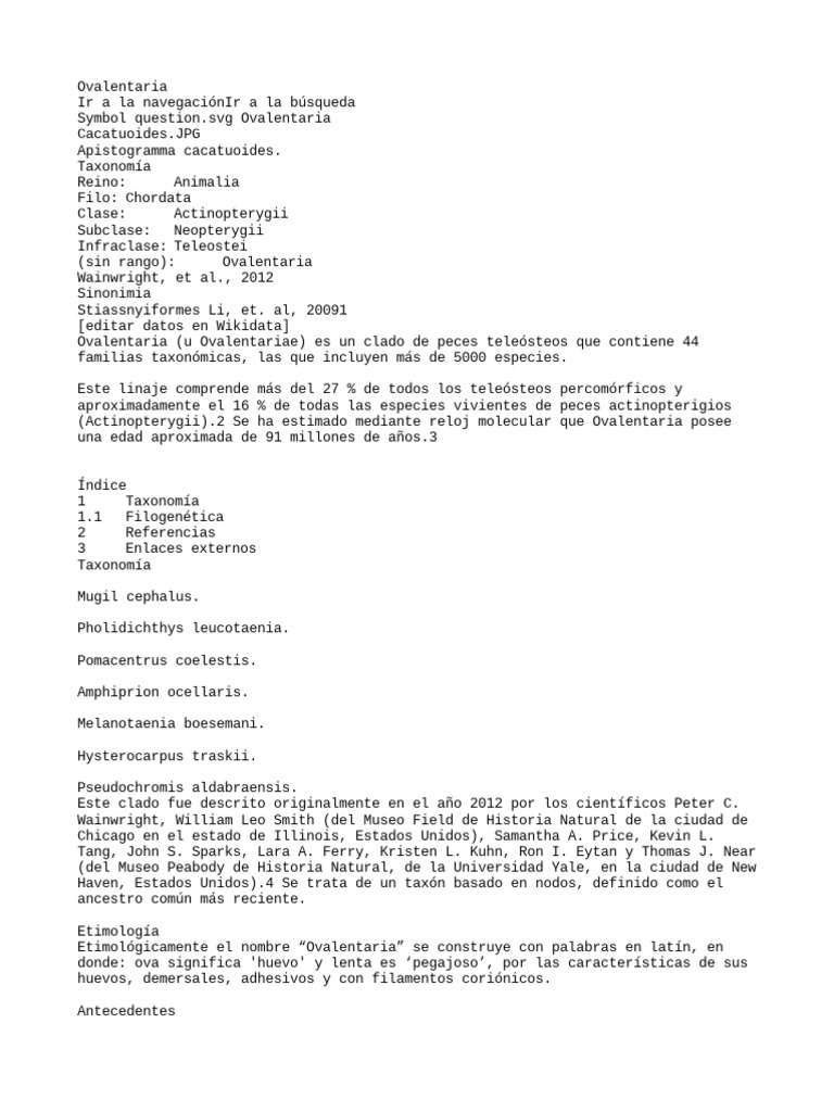 Ovalentaria | PDF | Taxa | Pescado