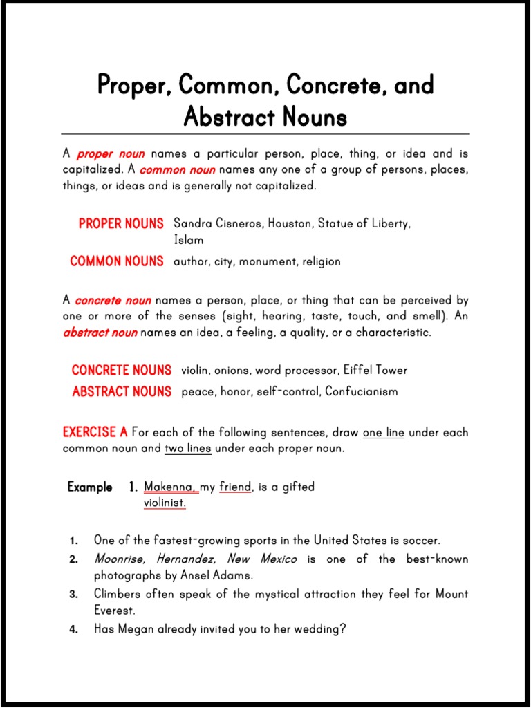 Concrete Abstract Nouns | PDF
