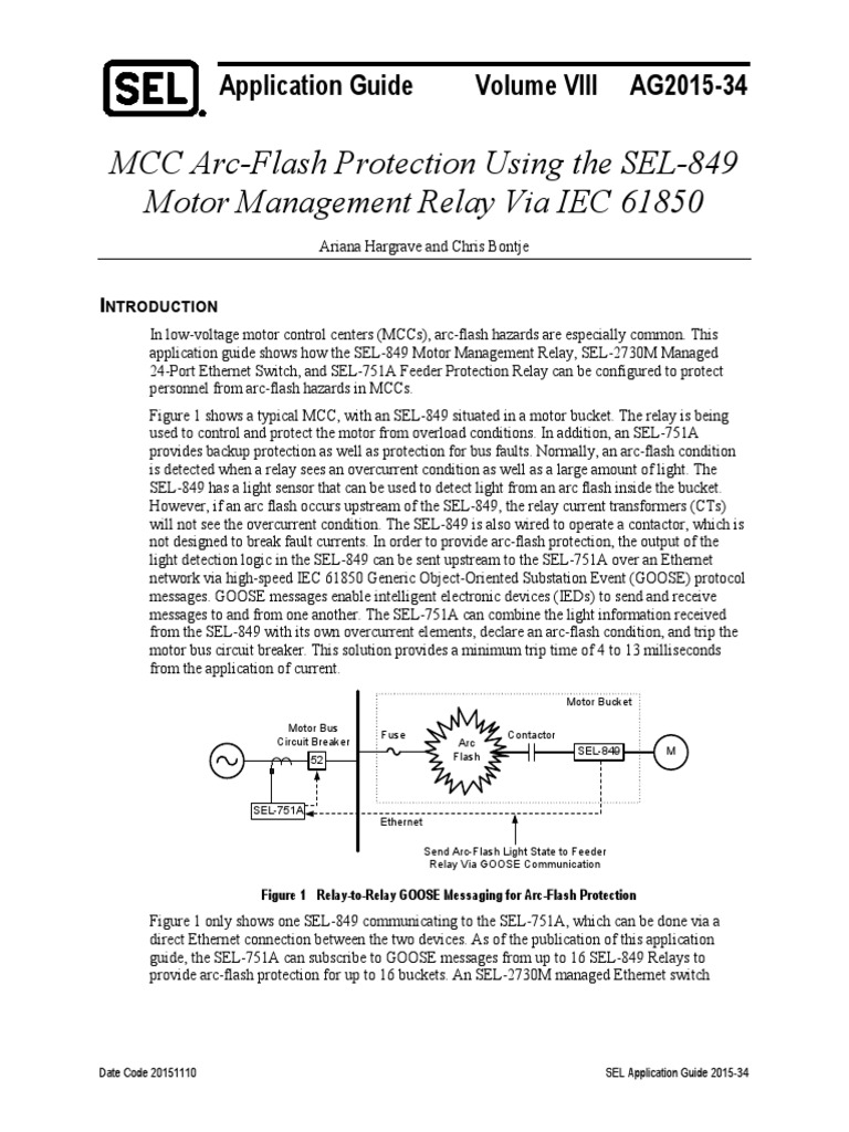 MCC Arc-Flash Protection Using The SEL-849 Motor Management Relay Via ...