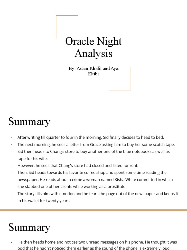 Oracle Night Analysis | PDF