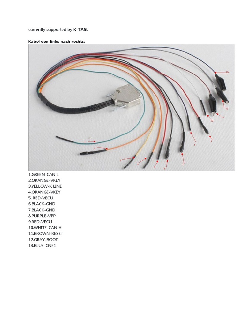 K-TAG Cable Pinout Guide | PDF