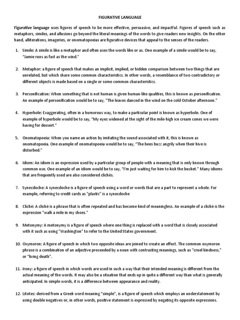 Figurative Language Figurative Language Uses Figures of Speech To Be ...