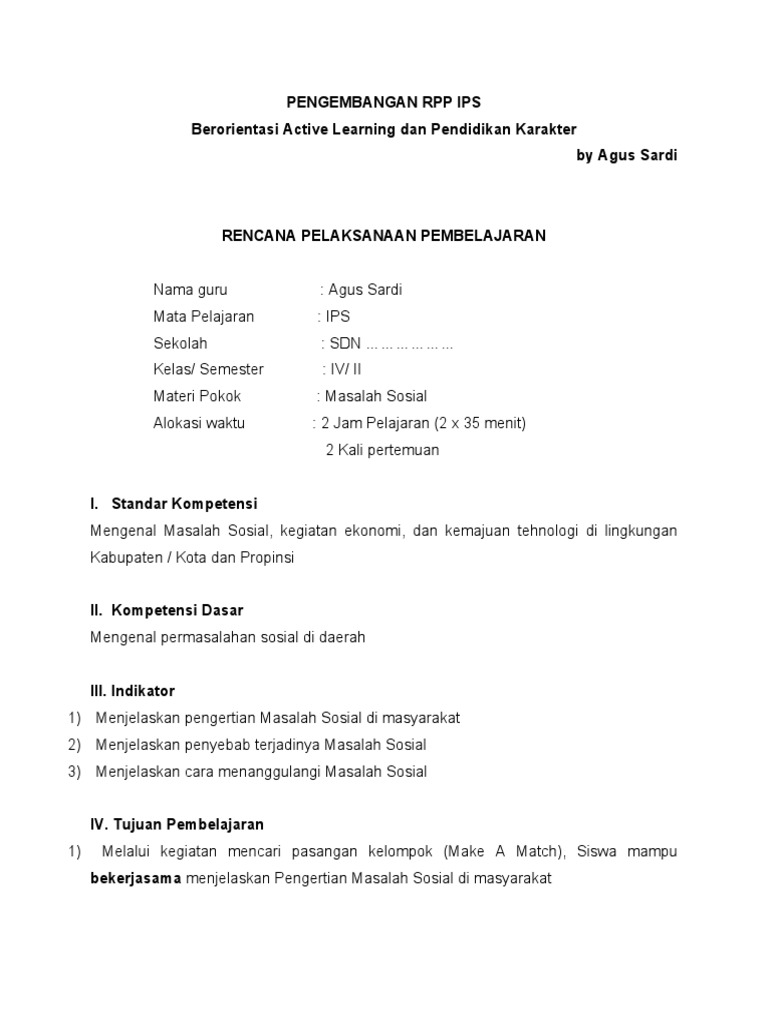 RPP Model Make A Match | PDF