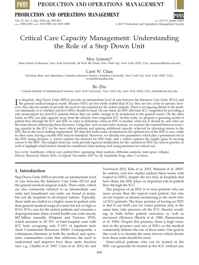 Critical Care Capacity Management: Understanding The Role of A Step ...