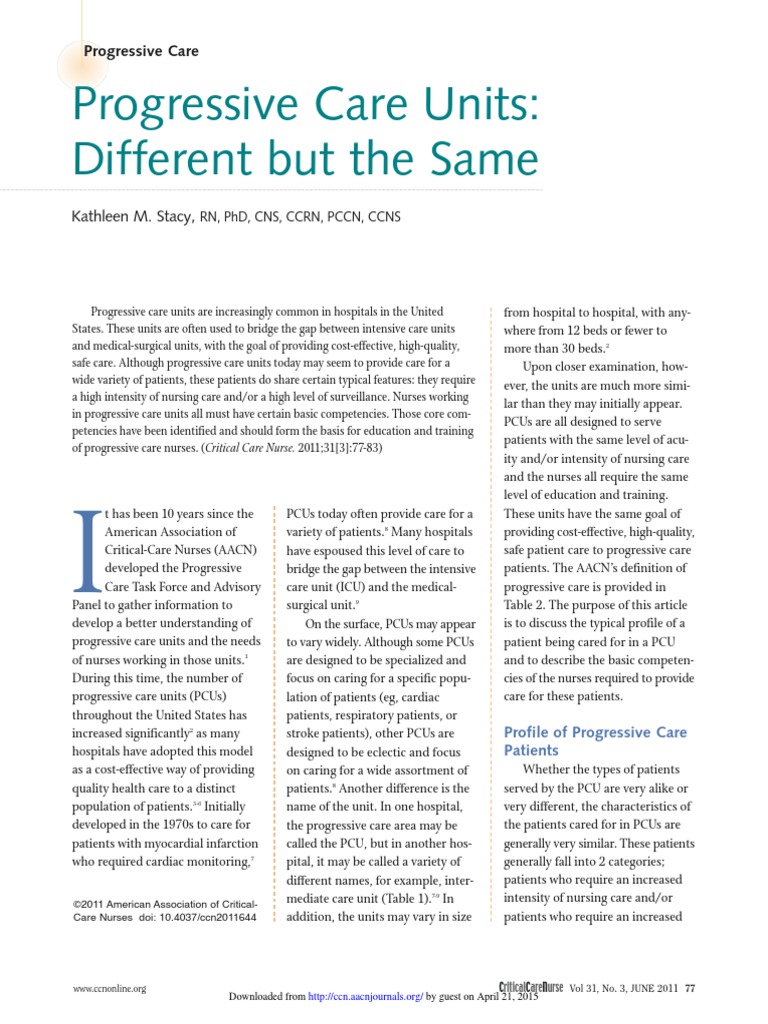 Progressive Care Units - Different But The Same | PDF | Intensive Care ...