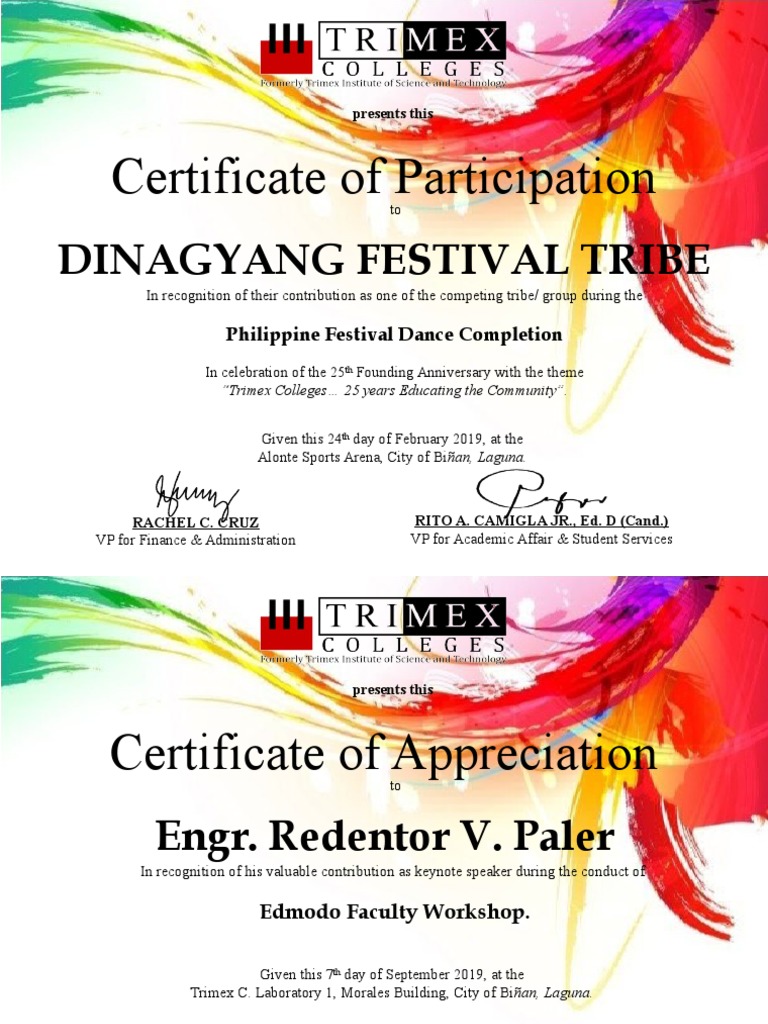 Certificate of Participation: Dinagyang Festival Tribe | PDF | Festival