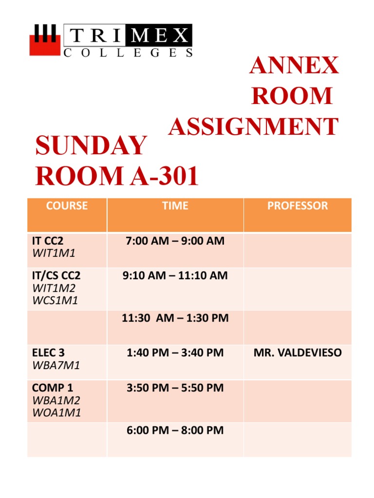Annex Room Assignment | PDF