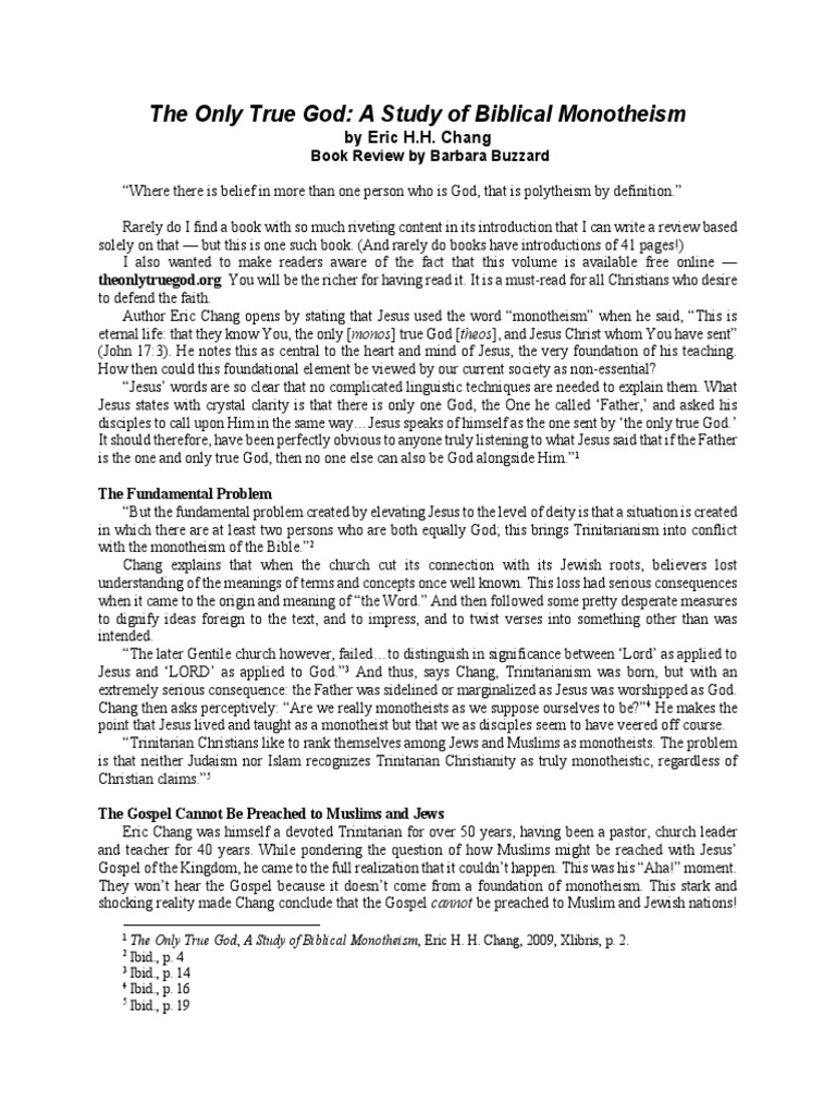 Only True God | PDF | Trinity | Monotheism