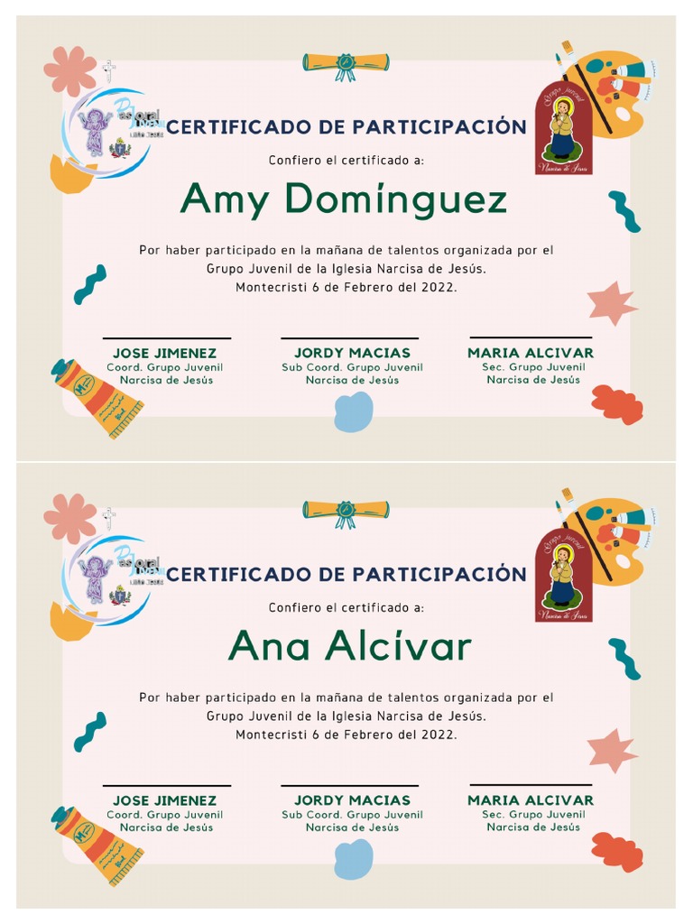 CERTIFICADOS Participacion | PDF