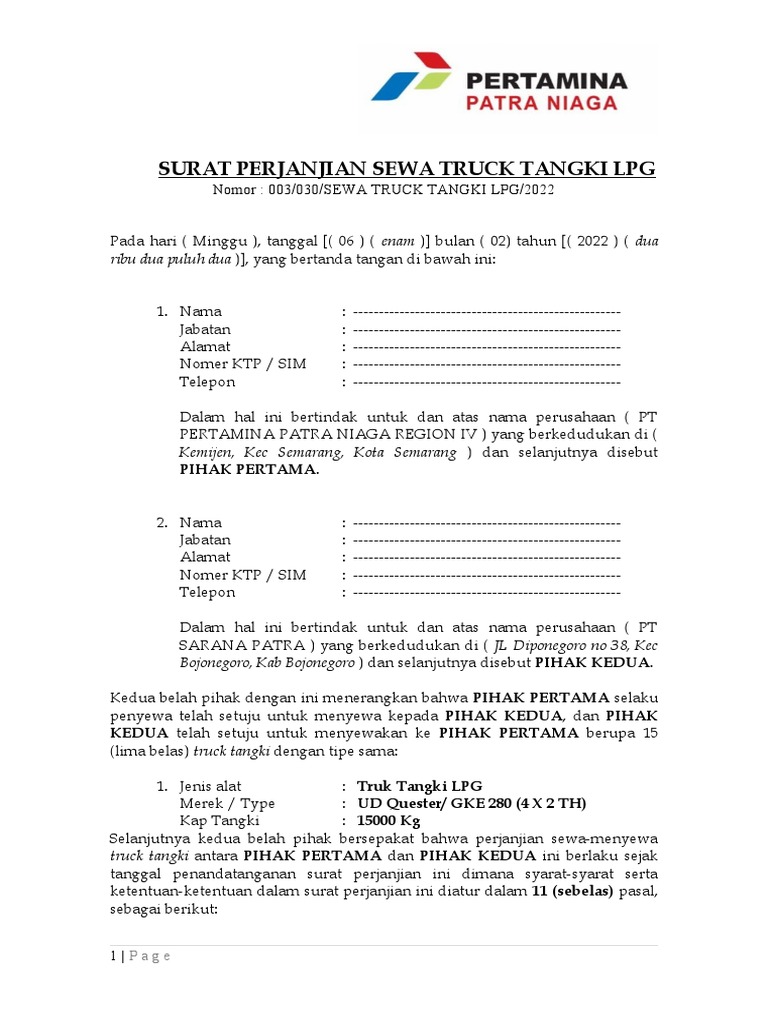Surat Perjanjian Sewa 15000 KG PDF