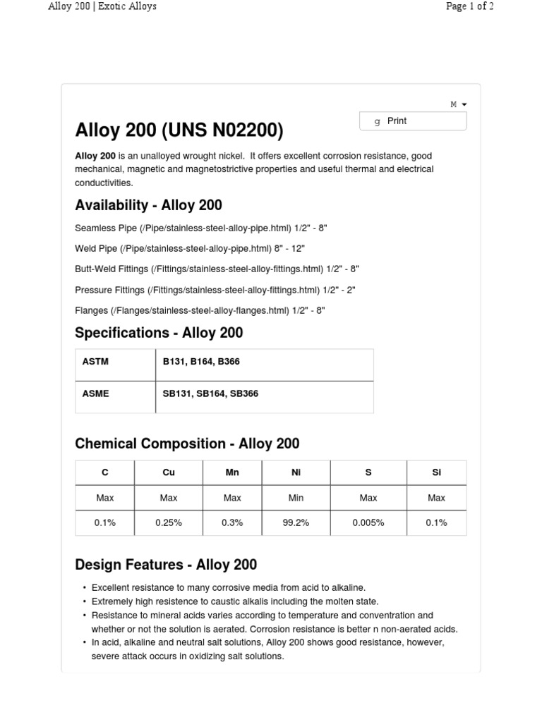 Alloy 200 (UNS N02200) | PDF | Corrosion | Sodium Hydroxide