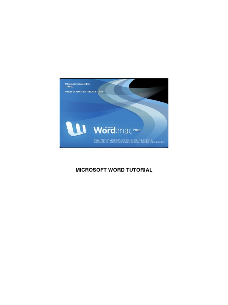 MS Word 2008 Tutorial | PDF