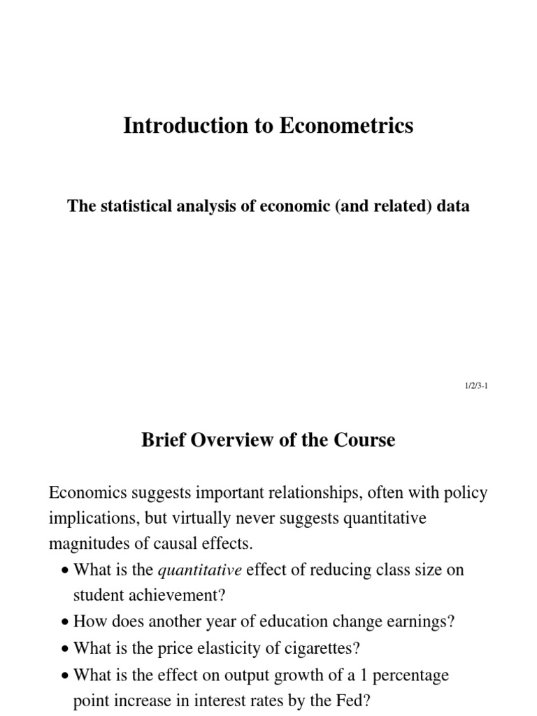 Introduction To Econometrics (Lecture Slides Complete 1 - 13) | PDF | Statistics | P Value