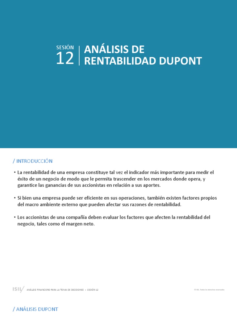 12 Análisis de Rentabilidad Dupont | PDF | Rentabilidad sobre recursos propios | Apalancamiento ...