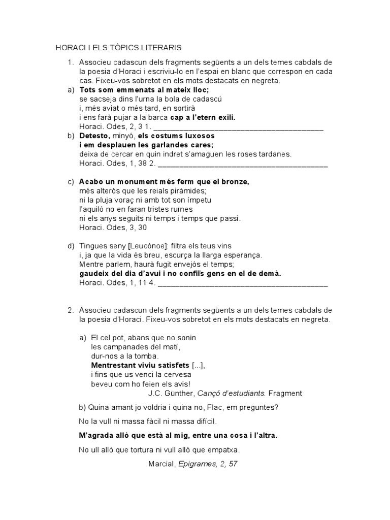 Horaci I Els Tòpics Literaris | PDF