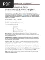 Batch Manufacturing Record SAMPLE | PDF | Tablet (Pharmacy) | Nature
