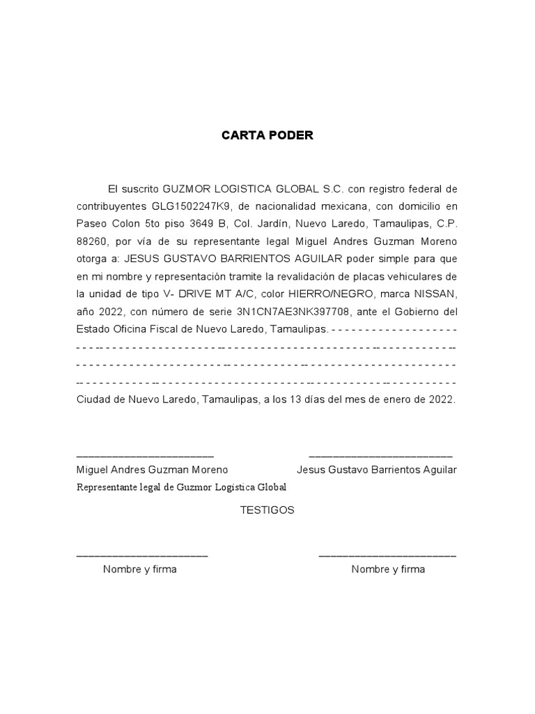 Carta Poder Simple | PDF