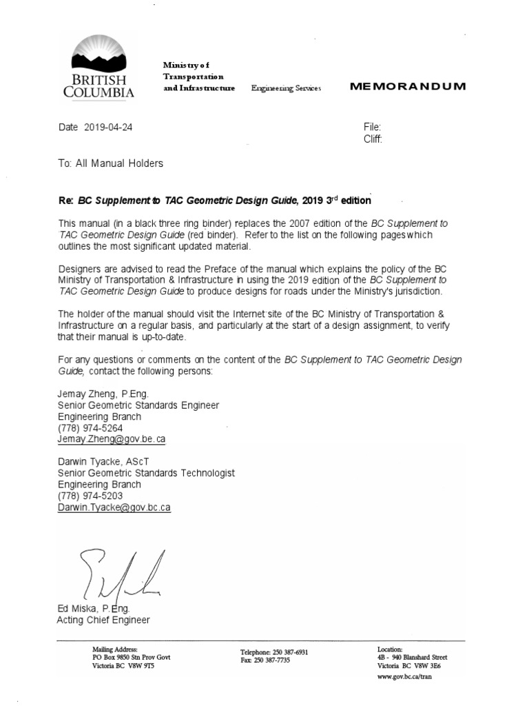 BC Supplement To TAC Geometric Design GuideURL | PDF | Road | Design