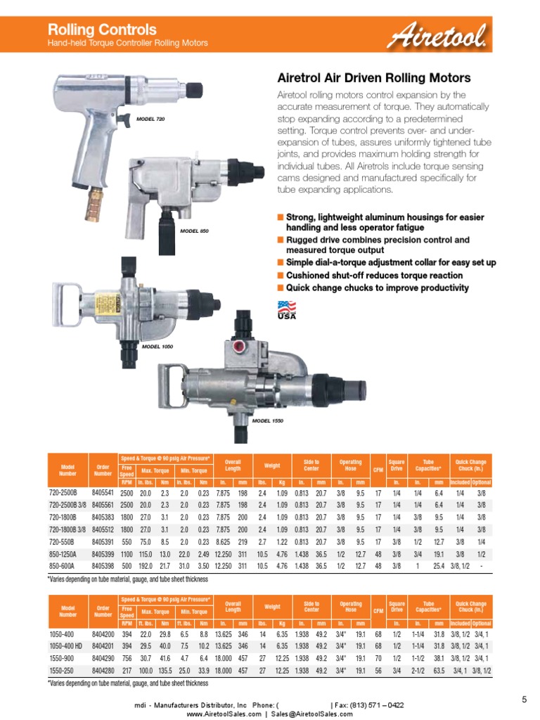 Rolling Controls: Airetrol Air Driven Rolling Motors | PDF | Torque ...