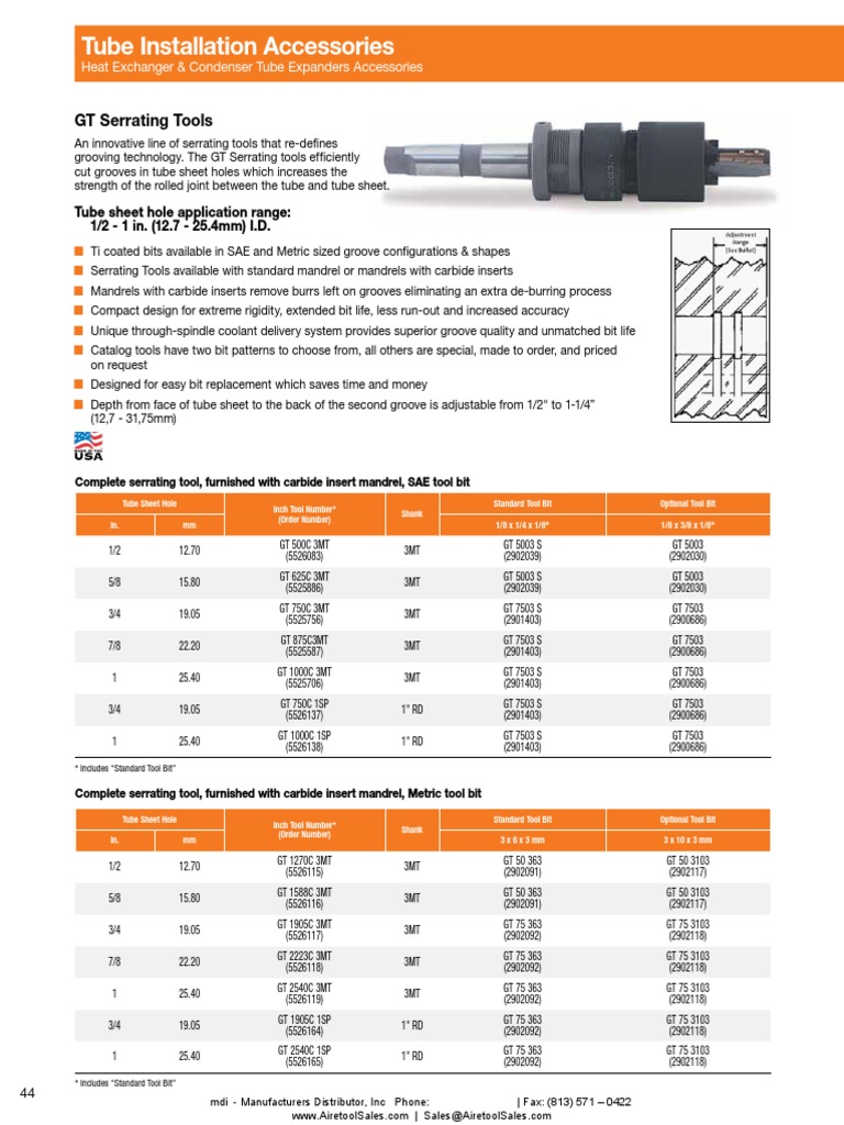 GT Serrating Tools for Tube Installation | PDF | Pipe (Fluid Conveyance ...
