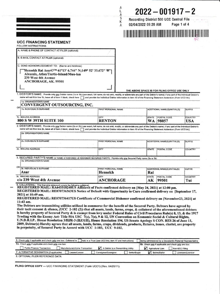 Convergent Outsourcing, Inc. LIEN FILED | PDF