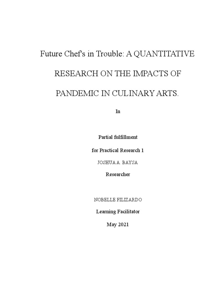 Future Chef's in Trouble - A Qualitative Research On The Impacts of ...