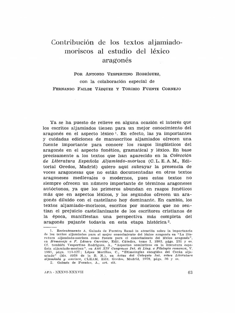 Contribución de Los Textos Aljamiado-Moriscos Al Estudio Del Léxico ...