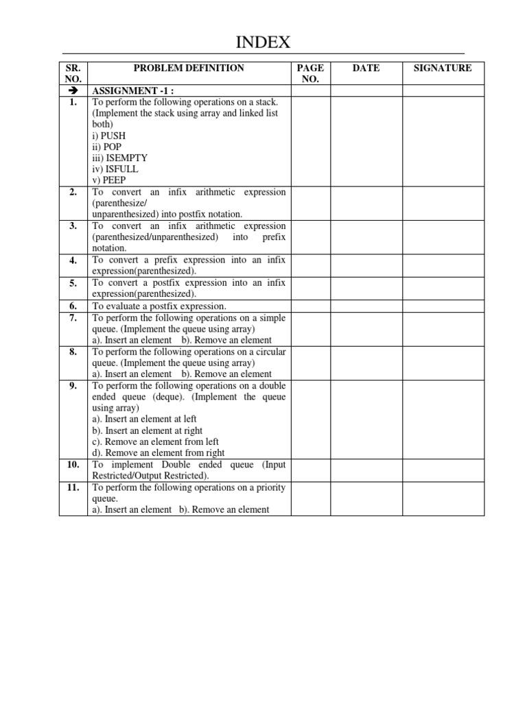 Data Structures Problem Sheet 1 | PDF | Technology & Engineering