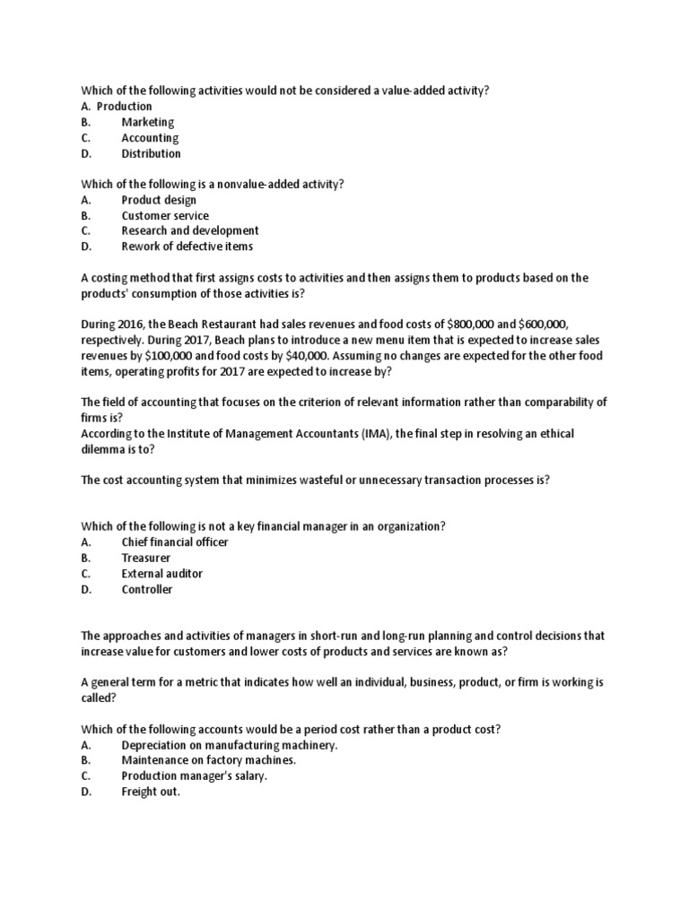 TEST 1 ACCT Study Information 1-3 | PDF | Cost | Cost Accounting