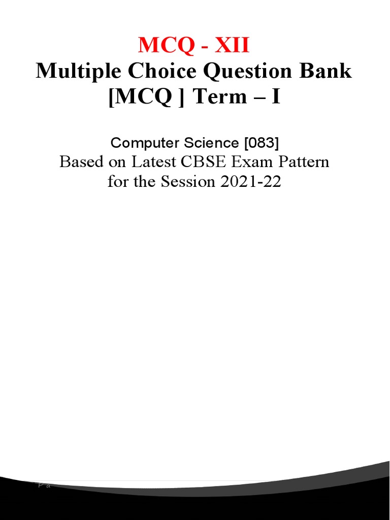 Multiple Choice Question Bank (MCQ) Term - I | PDF | Parameter ...
