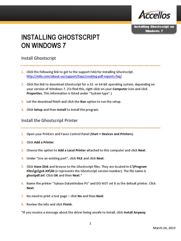 Install Ghostscript on Windows 7 Guide | PDF
