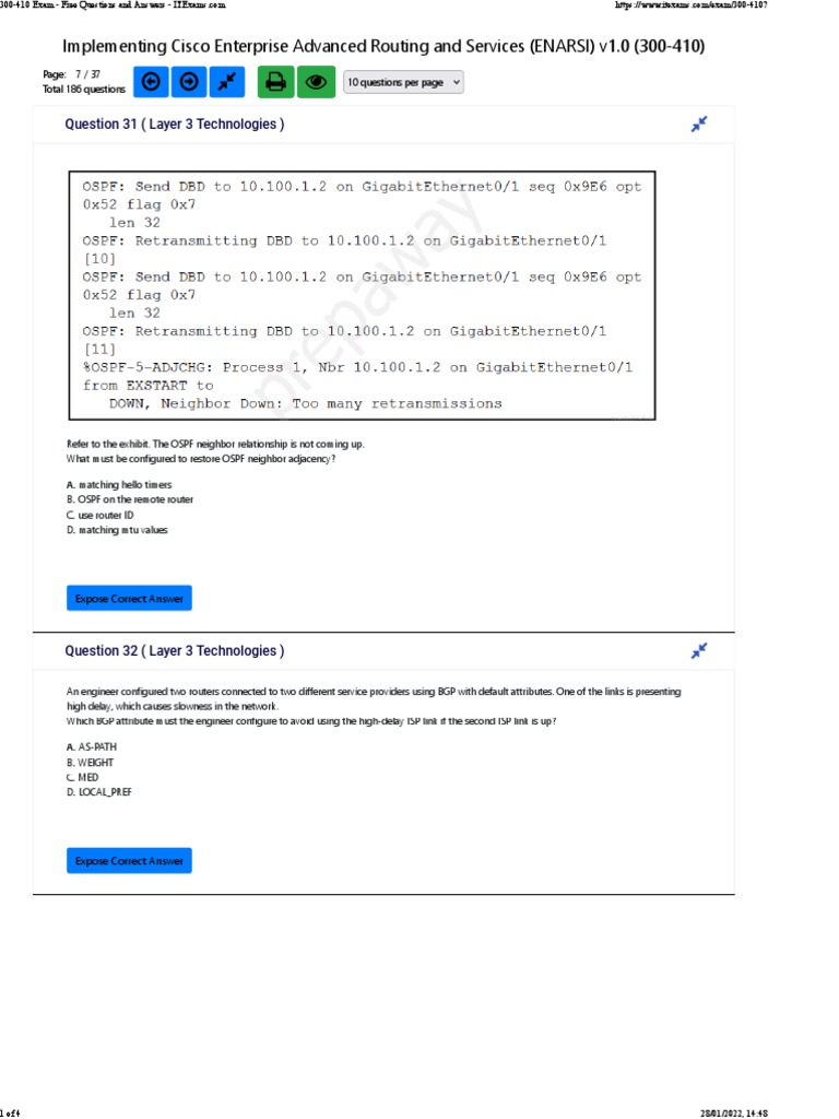 Enarsi-300-410 Exam - Free Questions and Answers - ITExams - Com - 7 | PDF | Router (Computing ...