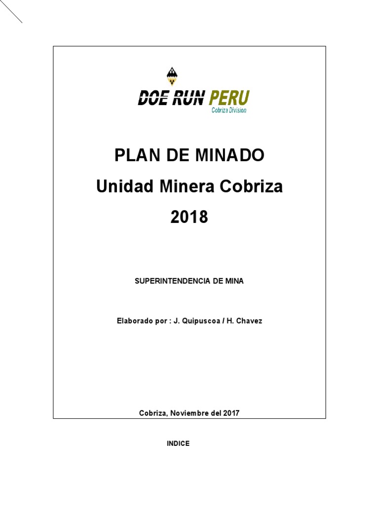 Plan de Minado 2018 Rev1 Cobriza | PDF | Minería | Cobre