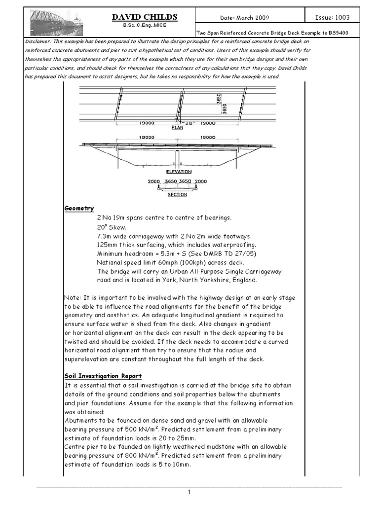 Two-Span Concrete Bridge Deck Design | PDF | Stress (Mechanics) | Bridge