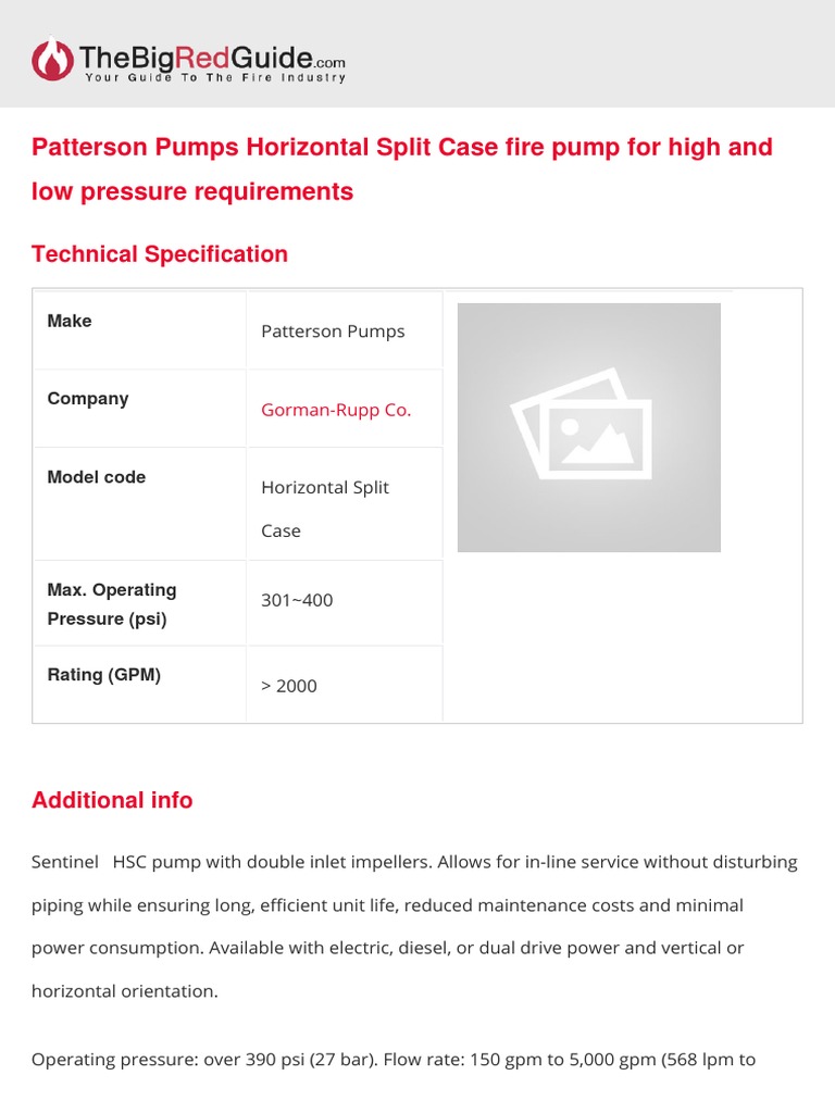 Patterson Pumps Horizontal Split Case Fire Pump For High and Low ...