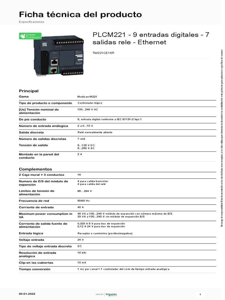 Logic Controller - Modicon M221 - TM221CE16R | PDF | USB | Controlador lógico programable