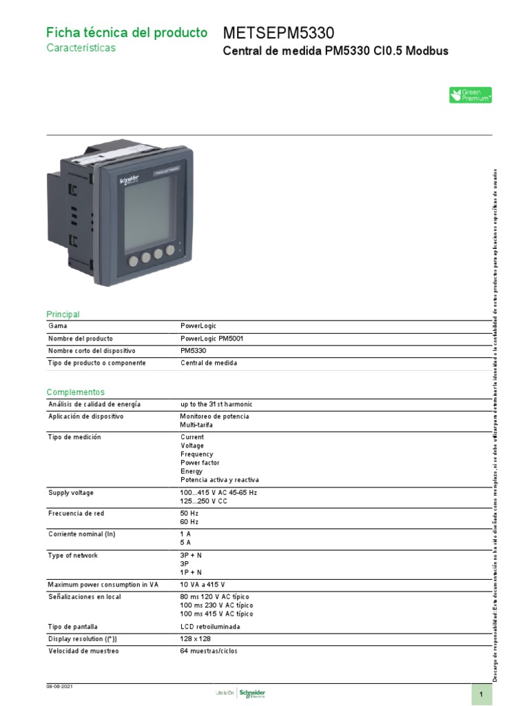 Central de Medida PM5330 Modbus | PDF | Energia electrica | Residuos