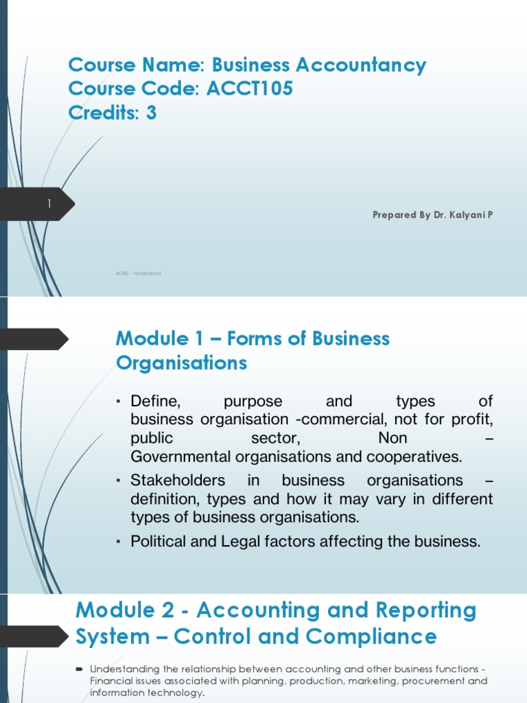 Business Accountancy Module 1 | PDF | Partnership | Business