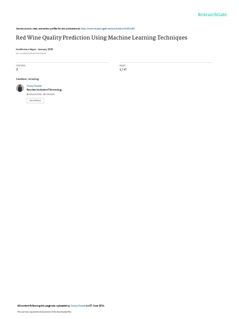 Red Wine Quality Prediction Using Machine Learning Techniques ...