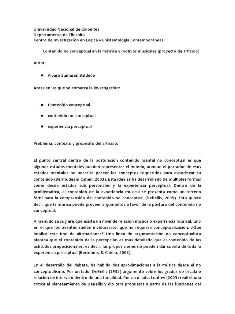 Propuesta de Artículo - Álvaro Zumarán | Descargar gratis PDF | Ciencia ...