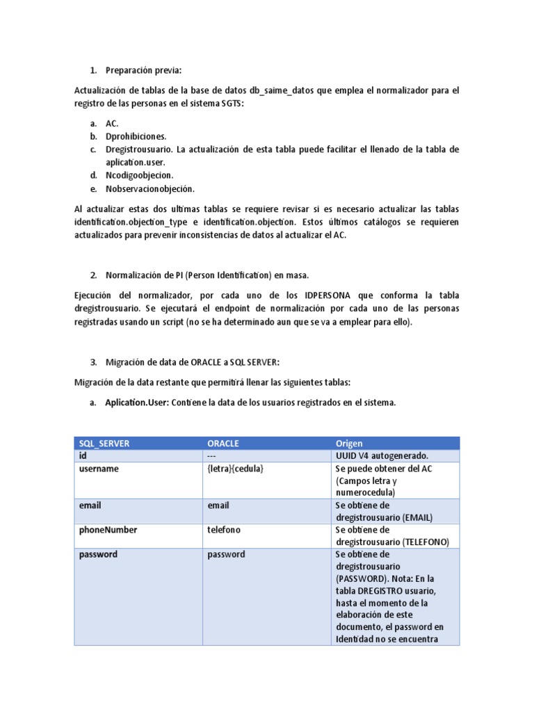 Migración Data ORACLE - SQL Server | PDF | Contraseña | Servidor SQL de Microsoft
