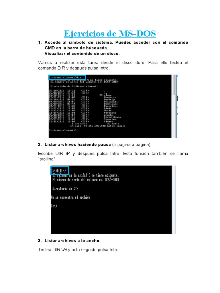 Ejercicios de comandos en CMD | PDF | Archivo de computadora | Desarrollo de software