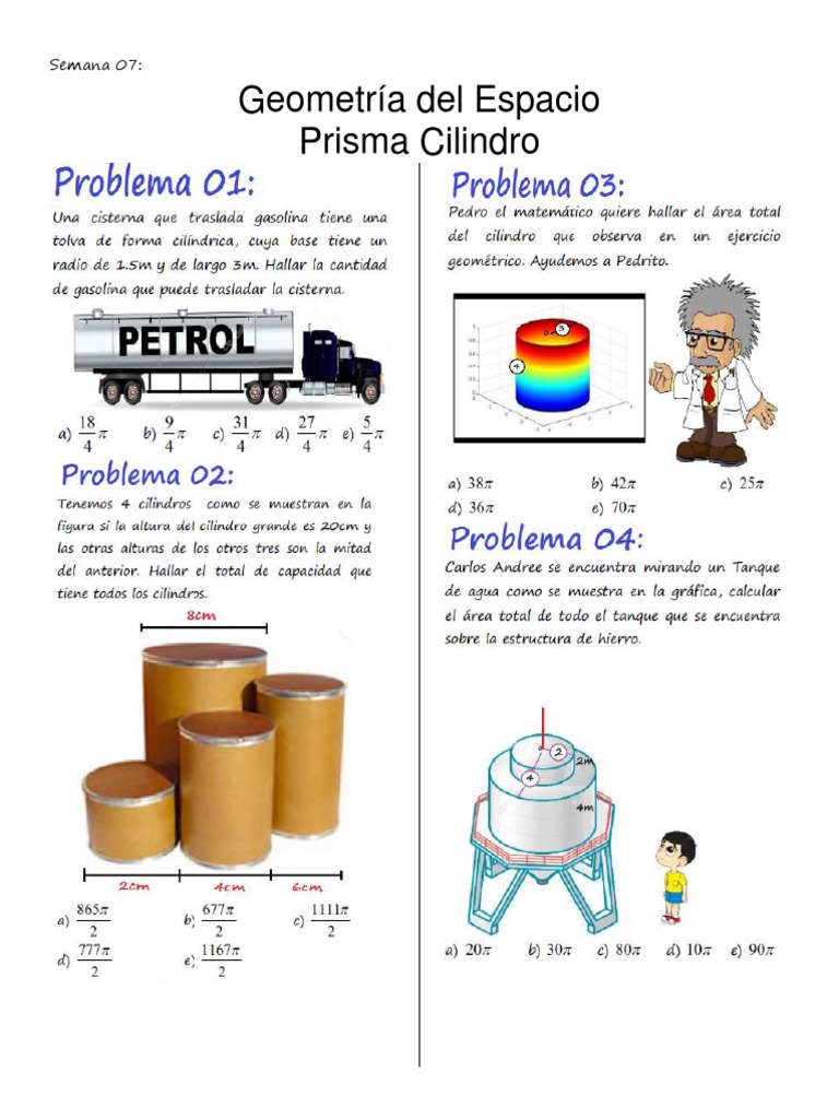 Semana 07 Prisma Cilindro | PDF | Matemática Elemental | Geometría